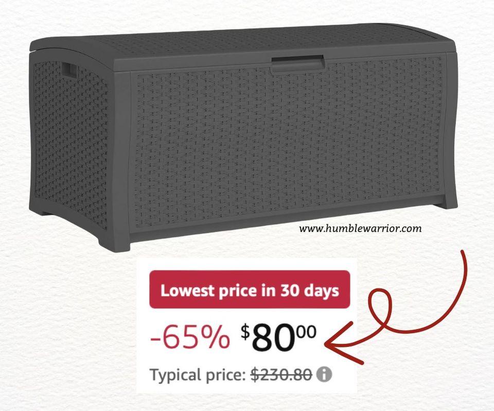 Suncast 122-Gallon Extra Large Resin Wicker Outdoor Storage Deck Box ...