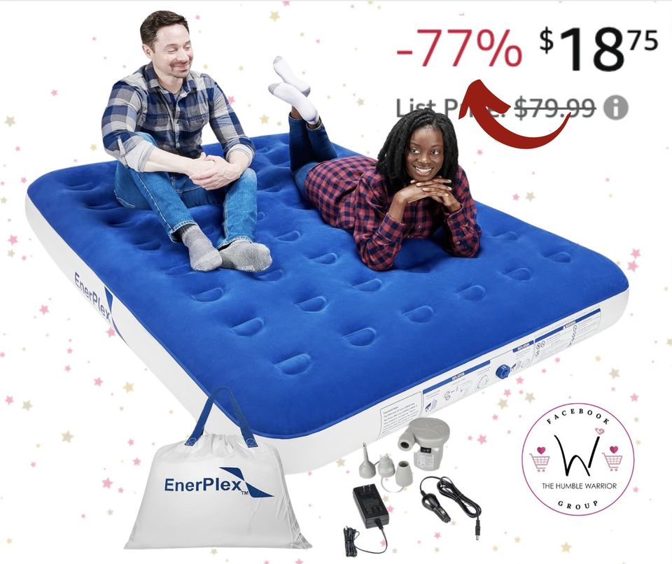 Enerplex Never Leak Camping Series Twin Queen Camping Airbed With High