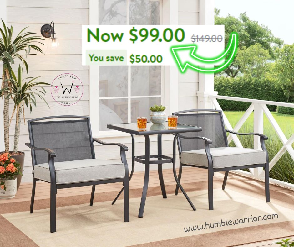 Mainstays 3 - Piece Outdoor Patio Bistro Set - Home of The Humble Warrior