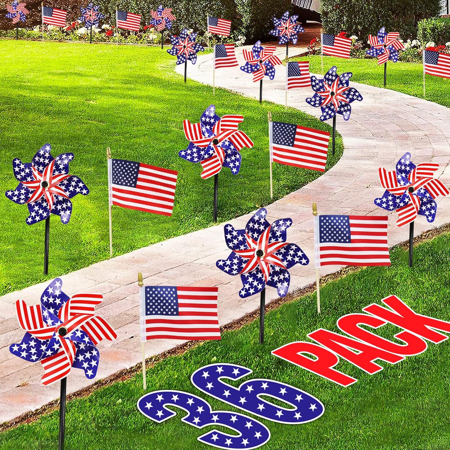 36 pack of pinwheels and flags - Home of The Humble Warrior