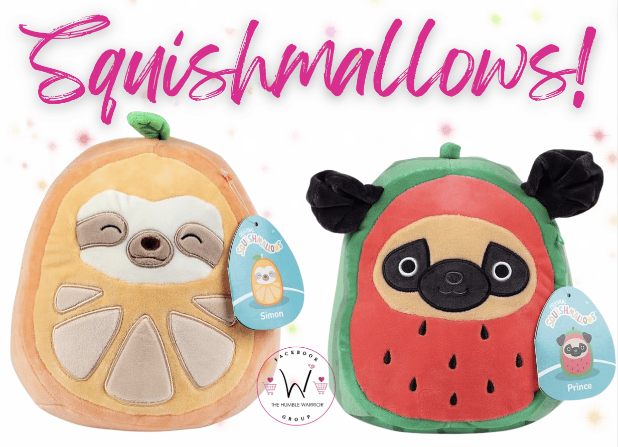 Squishmallows, Simon The Orange Sloth, and Prince The Watermelon Pug ...