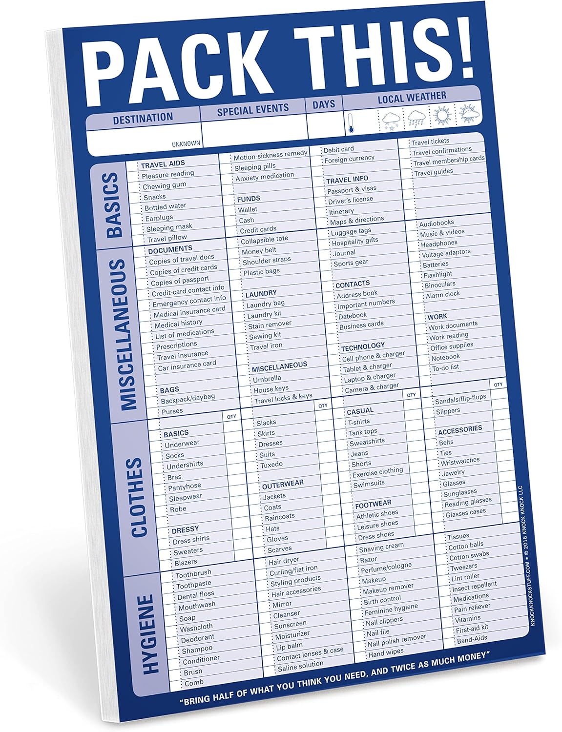 Pack This Checklist Pad - Home of The Humble Warrior