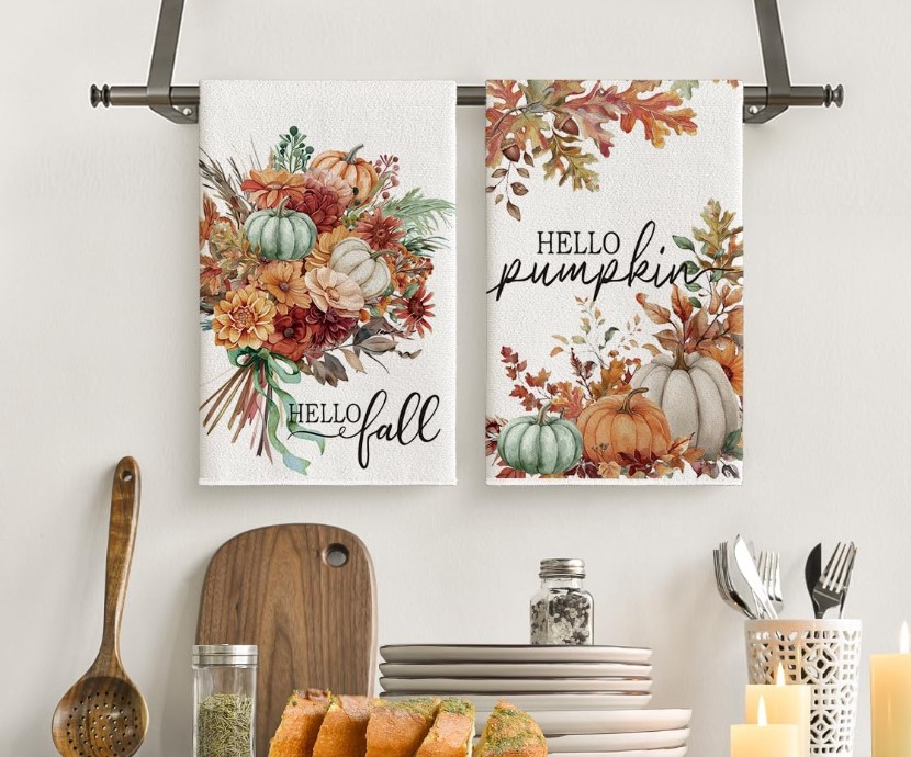 Artoid Mode Set of 2 Pumpkin Bouquet Fall Kitchen Towels! - Home of The ...
